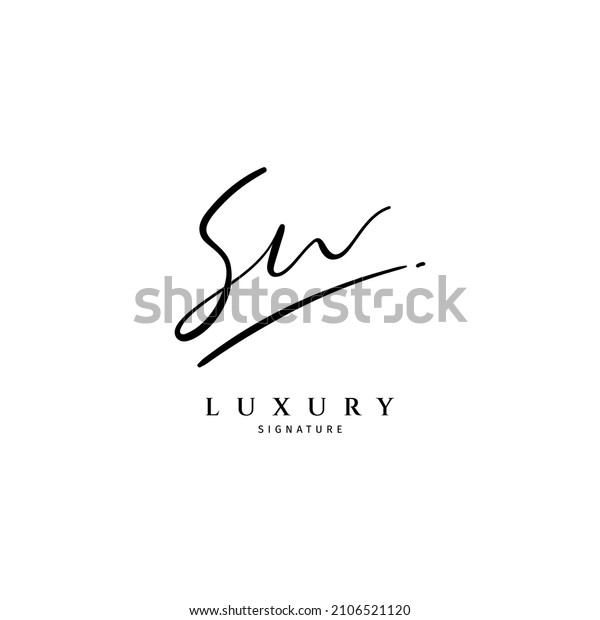 Handwritten Sw Letter Logo Simple Signature Stock Vector (Royalty Free ...
