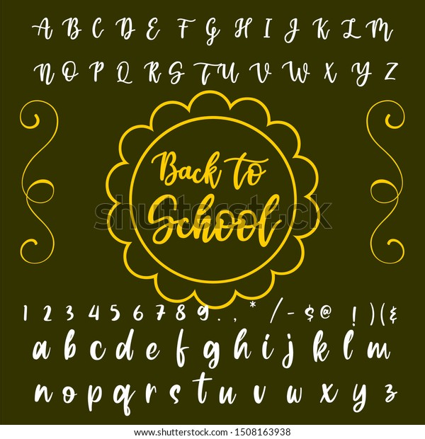 Handwritten Typeface Alphabet Letters Numbers Stock Vector (Royalty ...