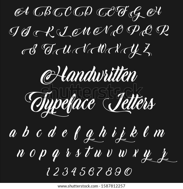 Handwritten Typeface Letters Alphabets Calligraphic Characters: vetor ...