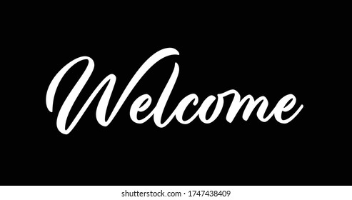 Handwritten Welcome Text On Black Background Stock Vector (Royalty Free ...