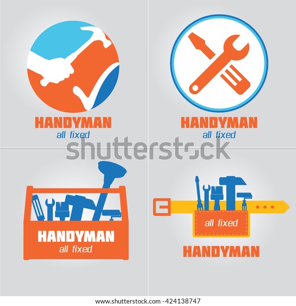 Handyman Business Sign Vector Set. Amenities repair, house hold ...