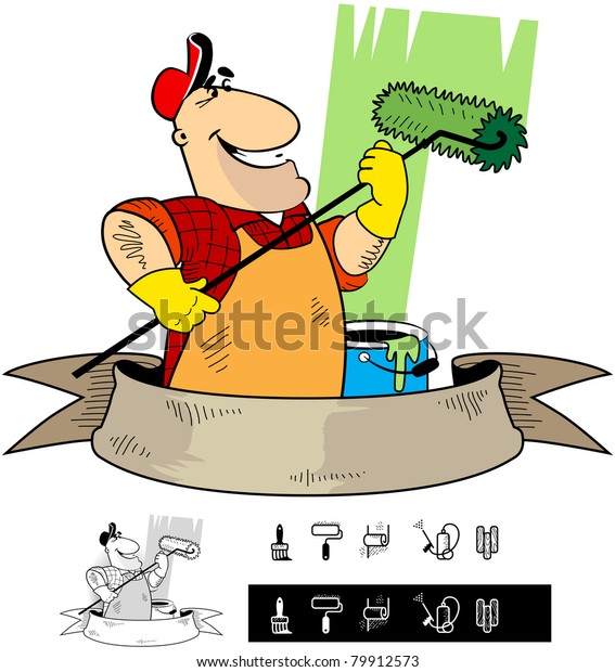 Handyman Painter Character 5 Series Handyman Stock Vector (Royalty Free ...