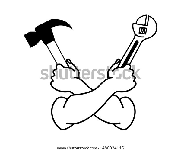 Handyman Vector Illustration Black White Stock Vector (Royalty Free ...