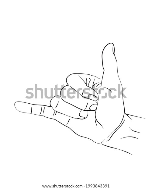 Hang Loose Hand Gesture Line Art Stock Vector (Royalty Free) 1993843391 ...