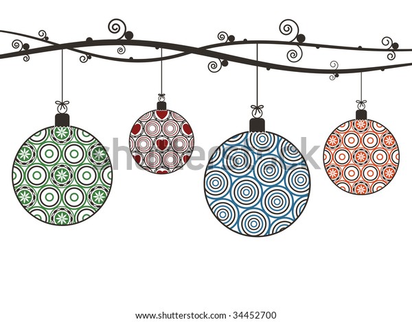 Hanging Christmas Baubles Patterns Stock Vector (Royalty Free) 34452700 ...