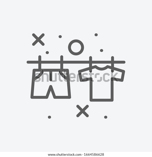 Hanging Clothes Icon Line Symbol Isolated Stock Vector (Royalty Free ...