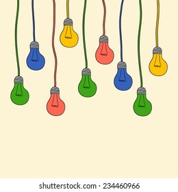 Hanging Color Bulb Stock Vector (Royalty Free) 234460966 | Shutterstock