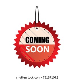Hanging Coming Soon Red Tagsvector Stock Vector (Royalty Free ...