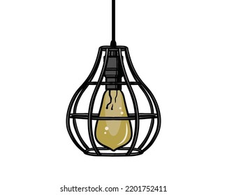 Hanging Light Bulbs Illustration Hand Draw Stock Vector (Royalty Free ...