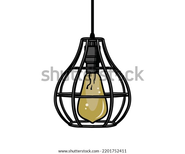 Hanging Light Bulbs Illustration Hand Draw Stock Vector (Royalty Free ...