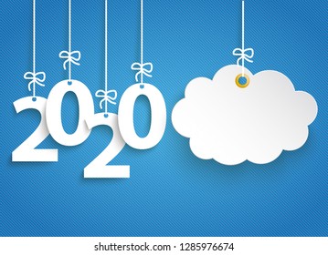 Hanging Numbers 2020 Cloud Sticker On Stock Vector (Royalty Free ...
