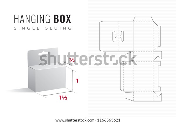 Hanging Packaging Box Die Cut One and Half Width Half Length Template ...