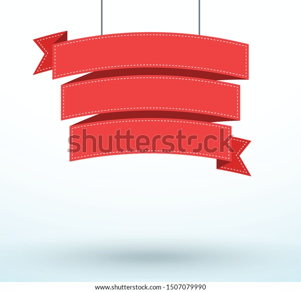 Hanging Title Ribbon 3 Line Flat Stock Vector (Royalty Free) 1507079990