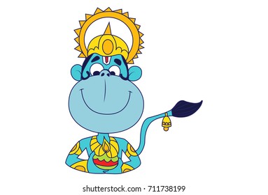 Hanuman Ji Blue Vector Illustration Isolated Stock Vector (Royalty Free ...
