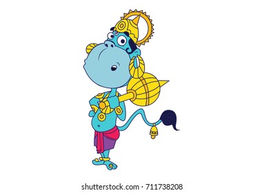 Hanuman Ji Blue Vector Illustration Isolated Stock Vector (Royalty Free ...