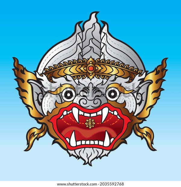 Hanuman Monkey King Ramayana Character Head Stock Vector (Royalty Free ...