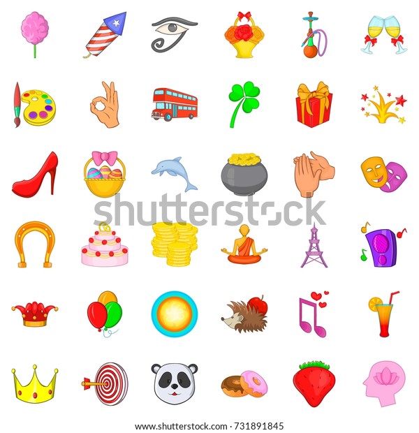 Happiness Icons Set Cartoon Style 36 Stock Vector (Royalty Free ...