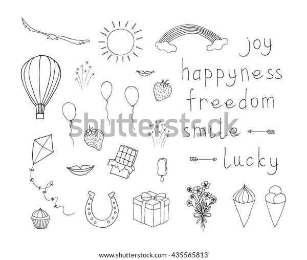 Happiness Joy Luck Symbols Vector Illustrations Stock Vector (Royalty ...