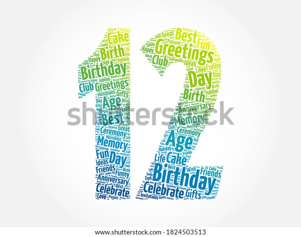 Happy 12th Birthday Word Cloud Holiday Stock Vector (Royalty Free ...