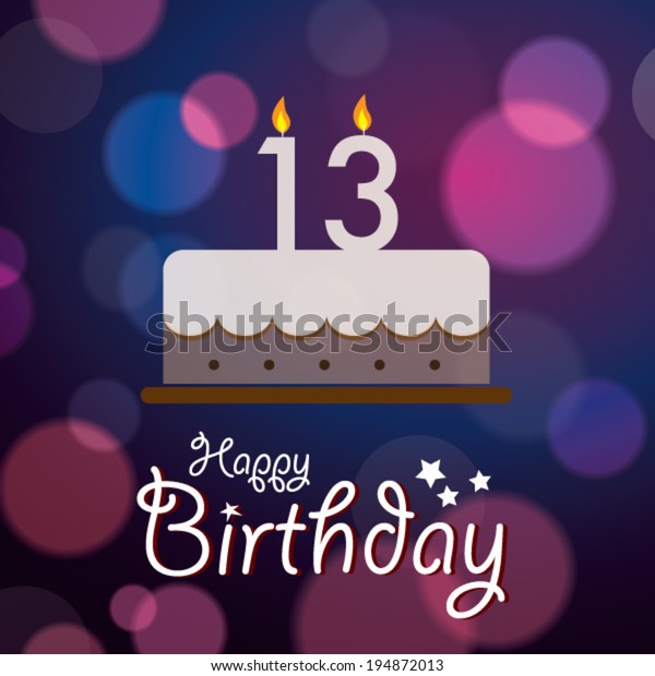 Happy 13th Birthday Bokeh Vector Background 스톡 벡터(로열티 프리) 194872013