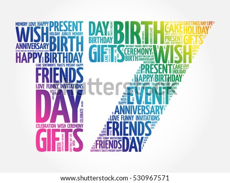 Happy 17th Birthday Word Cloud Collage Stock Vector (Royalty Free ...