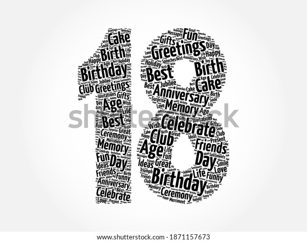 Happy 18th Birthday Word Cloud Holiday Stock Vector (Royalty Free ...