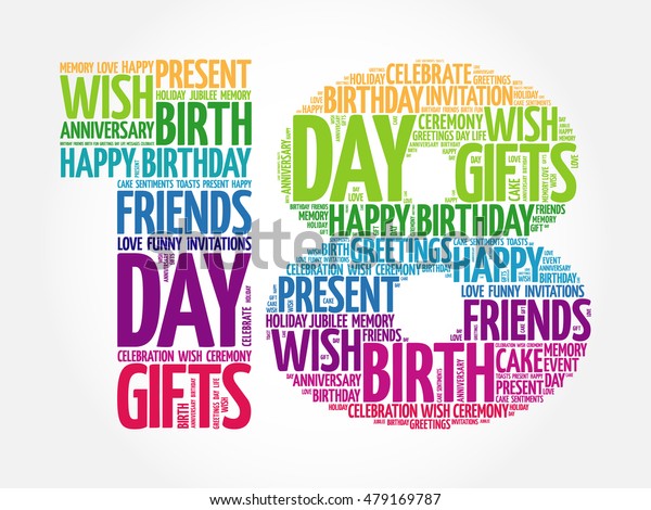 Happy 18th Birthday Word Cloud Collage Stock Vector (Royalty Free ...