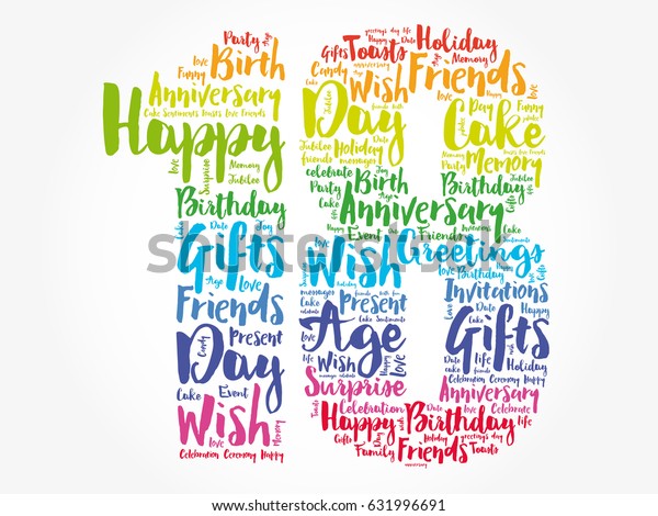 Happy 18th Birthday Word Cloud Collage Stock Vector (Royalty Free ...