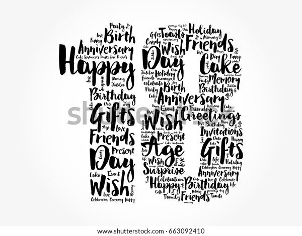Happy 18th Birthday Word Cloud Collage Stock Vector (Royalty Free ...