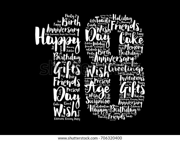 Happy 18th Birthday Word Cloud Collage Stock Vector (Royalty Free ...
