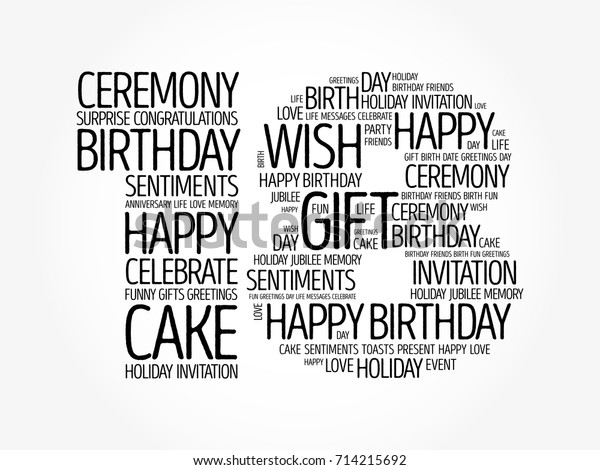 Happy 18th Birthday Word Cloud Collage Stock Vector (Royalty Free ...