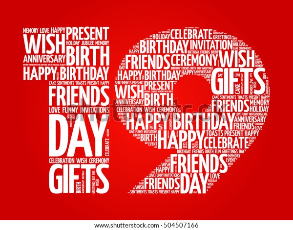 Happy 19th birthday word cloud collage concept