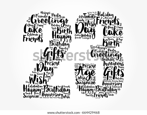 Happy 23rd Birthday Word Cloud Collage Stock Vector (Royalty Free ...