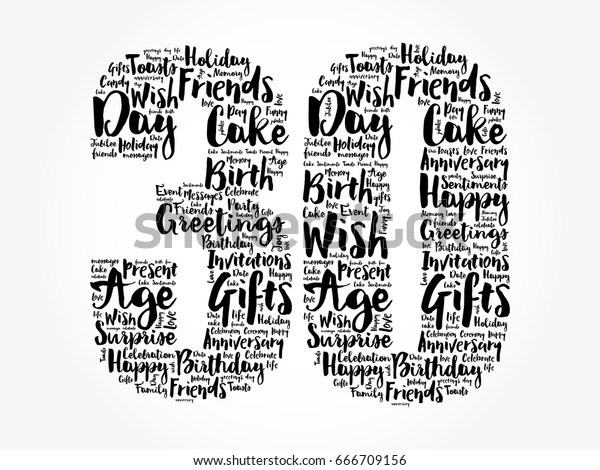 Happy 30th Birthday Word Cloud Collage Stock Vector (Royalty Free ...