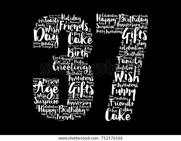 Happy 37th Birthday Word Cloud Collage Stock Vector (Royalty Free ...
