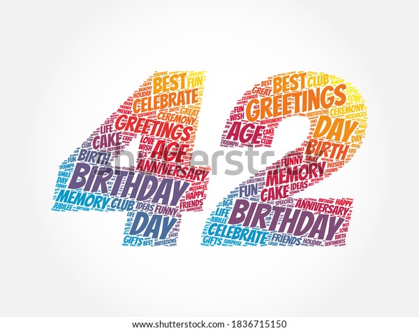 Happy 42nd Birthday Word Cloud Holiday Stock Vector (Royalty Free ...