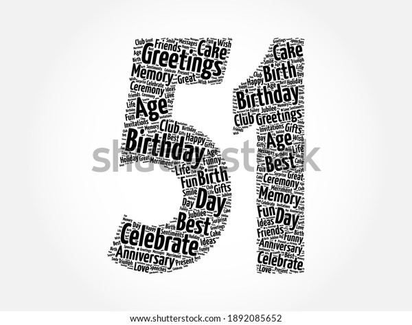 Happy 51st Birthday Word Cloud Holiday Stock Vector (Royalty Free ...