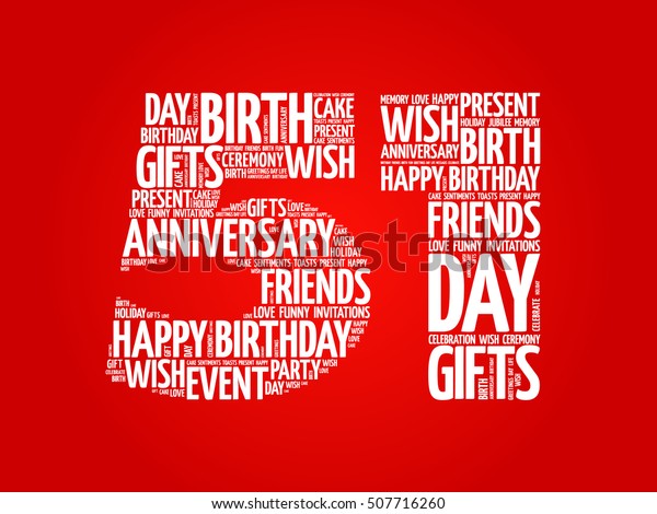 Happy 51st Birthday Word Cloud Collage Stock Vector (Royalty Free ...
