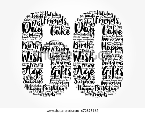 Happy 60th Birthday Word Cloud Collage Stock Vector (Royalty Free ...