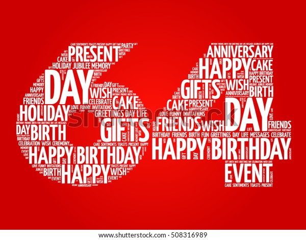 Happy 64th Birthday Word Cloud Collage Stock Vector (Royalty Free ...