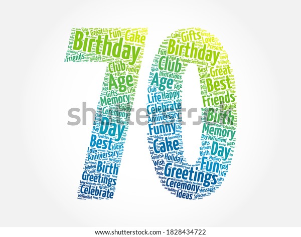 Happy 70th Birthday Word Cloud Holiday Stock Vector (Royalty Free ...