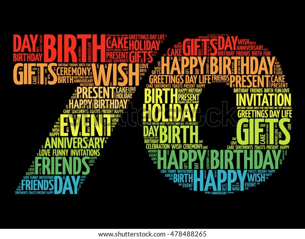 Happy 70th Birthday Word Cloud Collage Stock Vector (Royalty Free ...