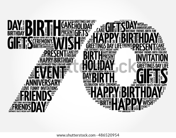 Happy 70th Birthday Word Cloud Collage Stock Vector (Royalty Free ...