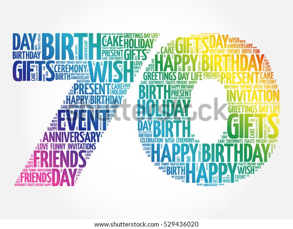 Happy 70th Birthday Word Cloud Collage Stock Vector (Royalty Free ...