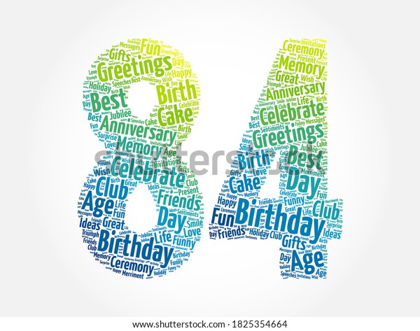 Happy 84th Birthday Word Cloud Holiday Stock Vector (Royalty Free ...