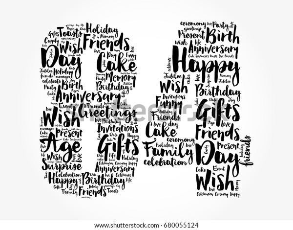 Happy 84th Birthday Word Cloud Collage Stock Vector (Royalty Free ...