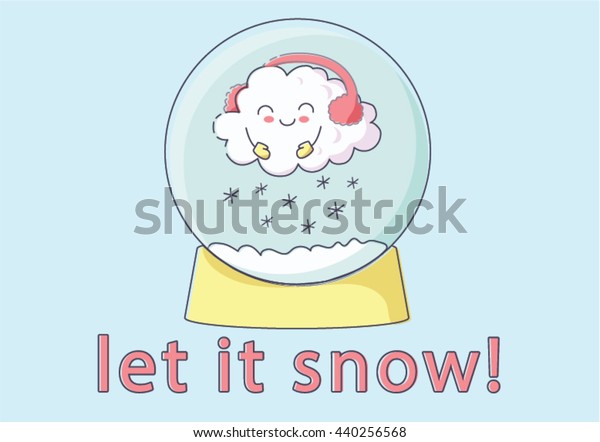 Happy Adorable Puffy Cloud Snow Globe Stock Vector (Royalty Free ...
