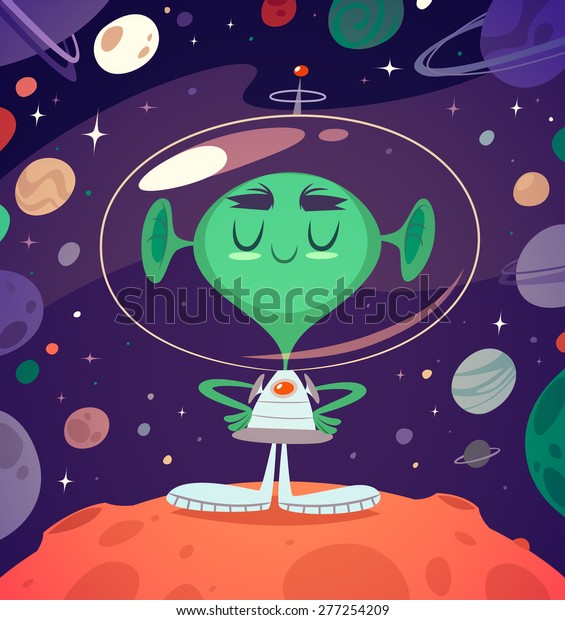 Happy Alien Retro Styled Card Poster Stock Vector (Royalty Free) 277254209