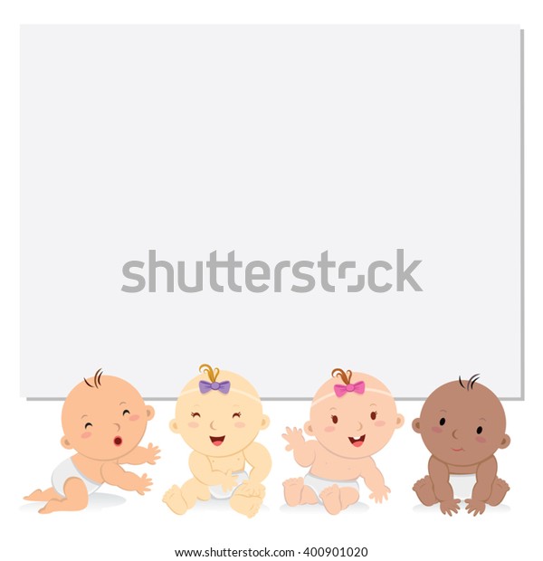 Happy Babies Board Multicultural Babies Blank Stock Vector (Royalty ...