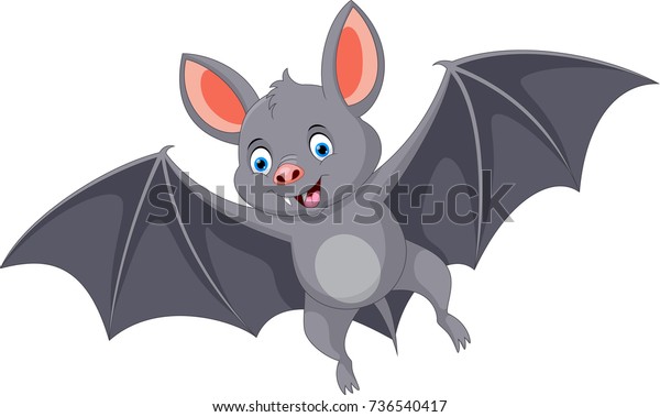 Happy Bat Cartoon Flying Stock Vector (Royalty Free) 736540417 ...